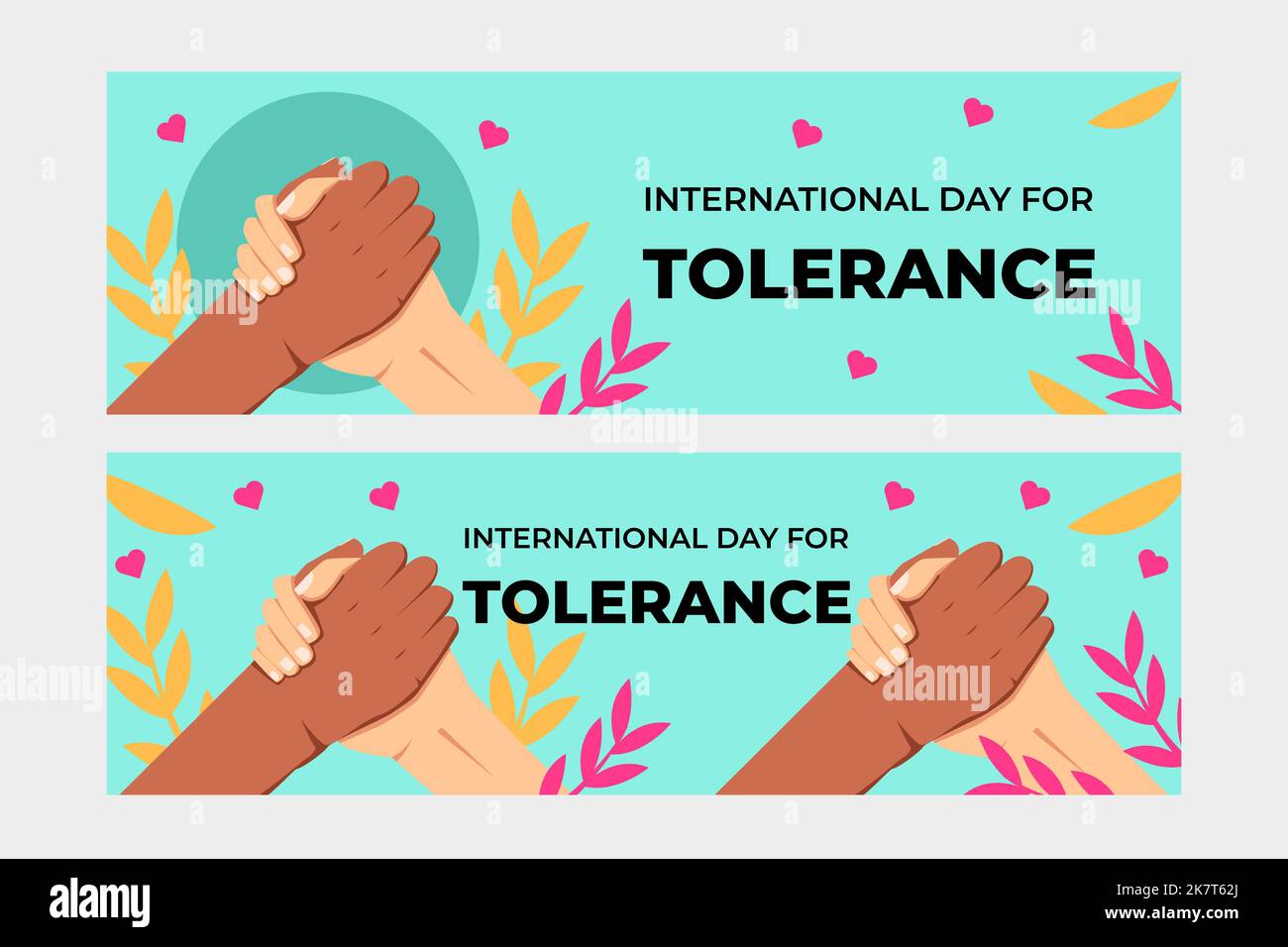international day for tolerance, horizontal banner illustration set ...
