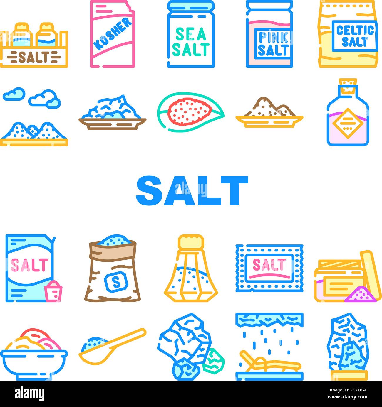 salt sea food crystal powder icons set vector Stock Vector Image & Art ...