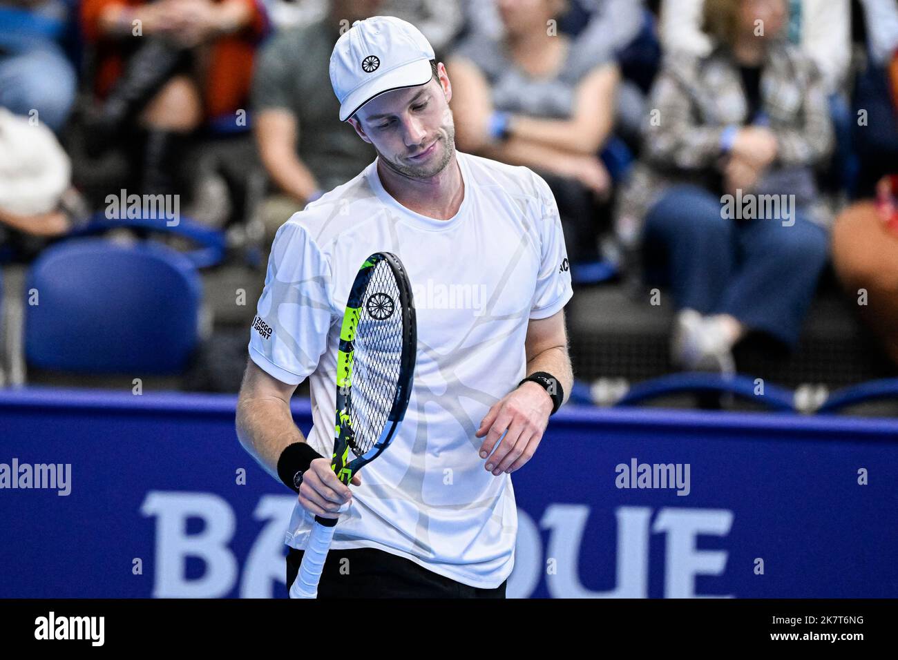 Dutch Botic Van de Zandschulp reacts during the men's singles first ...