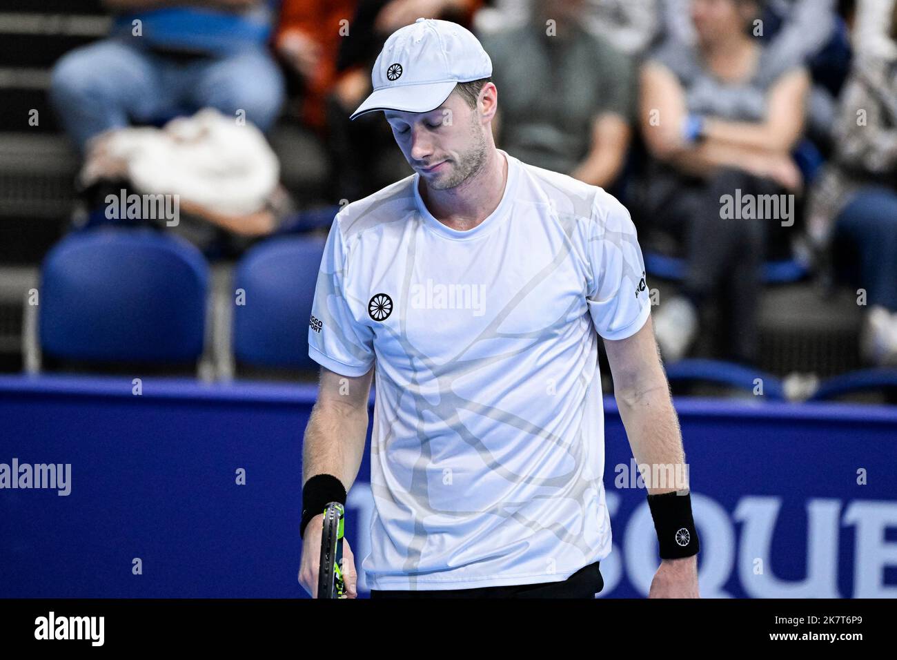 Dutch Botic Van de Zandschulp reacts during the men's singles first ...