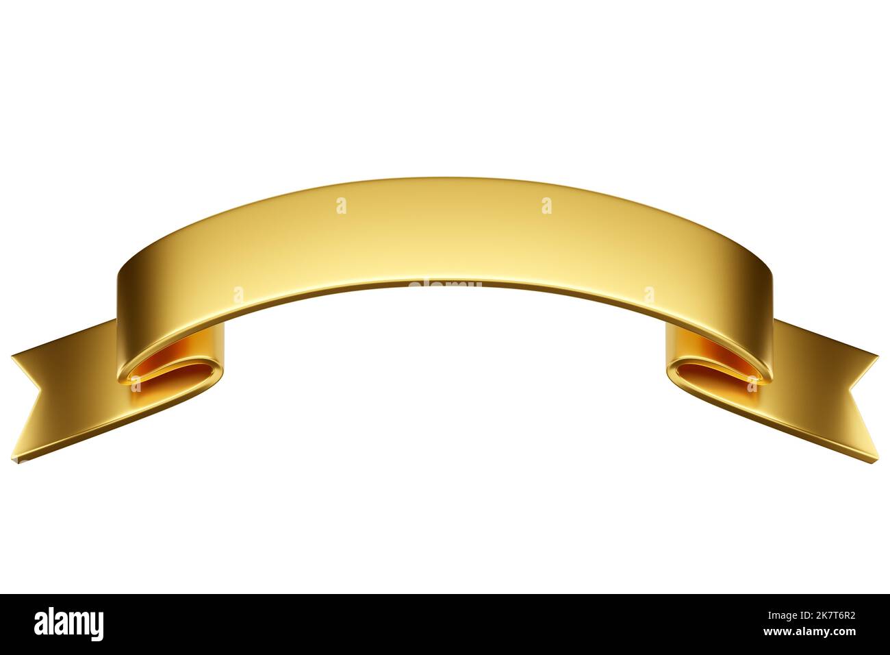 3d label ribbon. Glossy gold blank plastic banner for advertisment ...