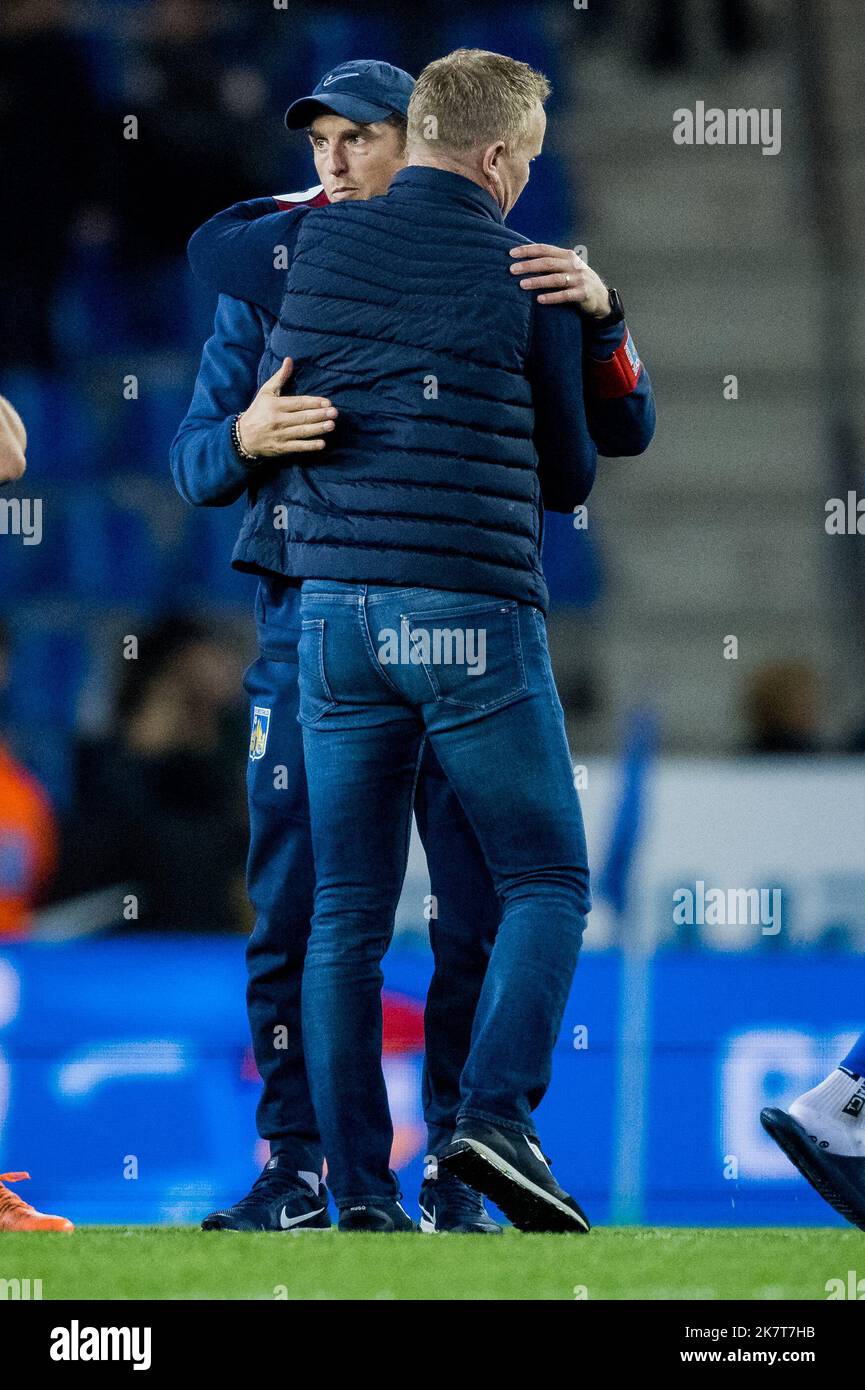 Westerlo's head coach Jonas De Roeck and Genk's head coach Wouter ...