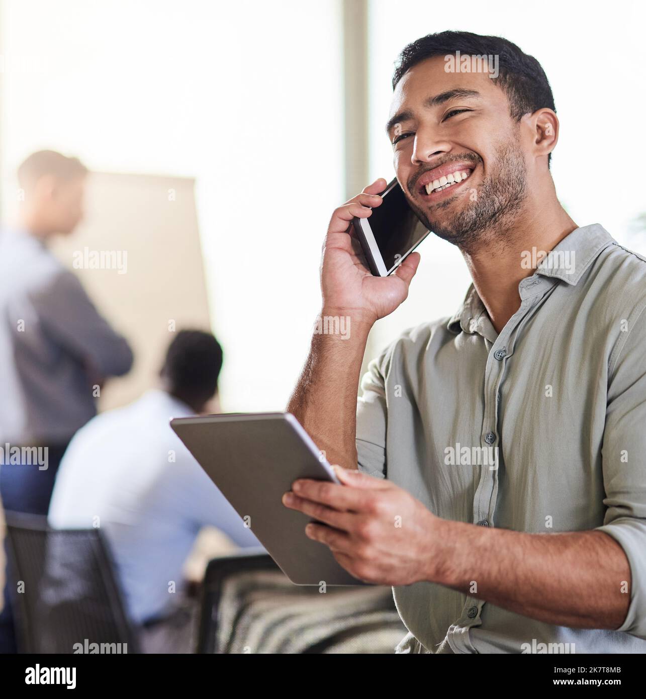 I just read over your proposal. a young businessman using his ...