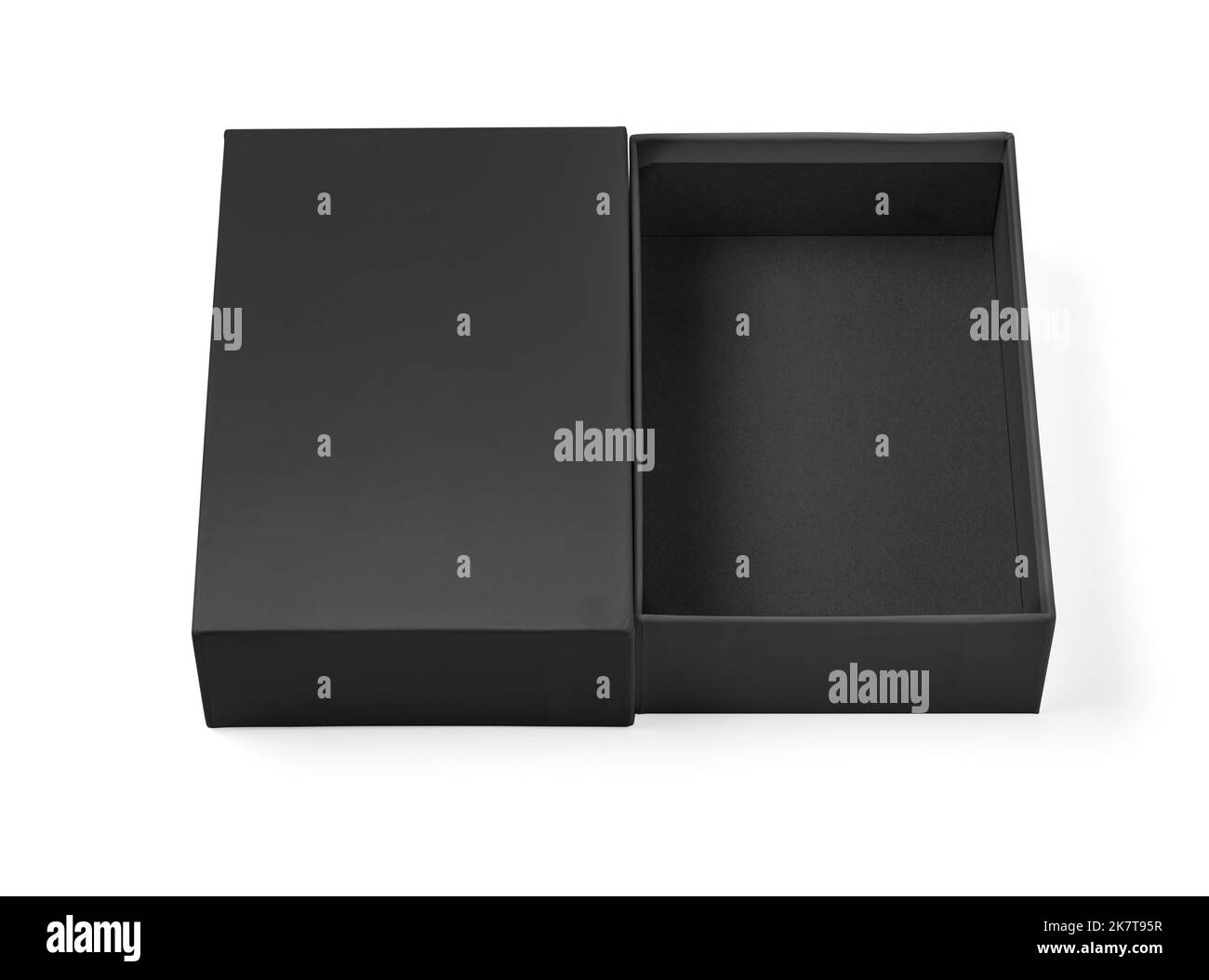 empty open black carton box isolated over white background with ...