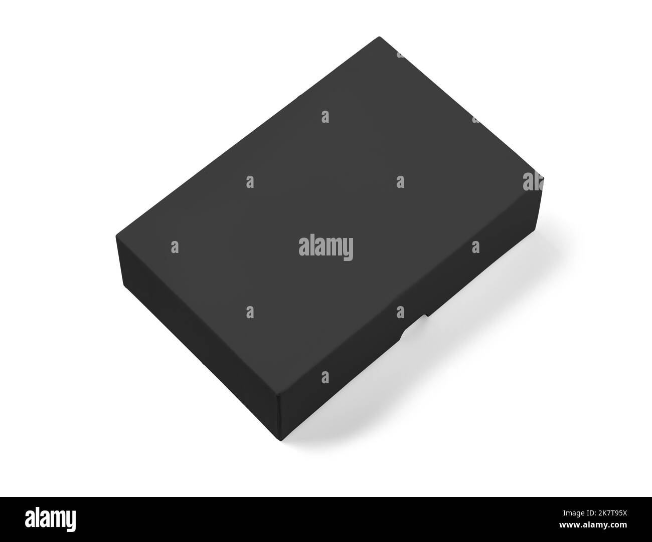 A black cardboard box isolated on a white background with a cropped ...