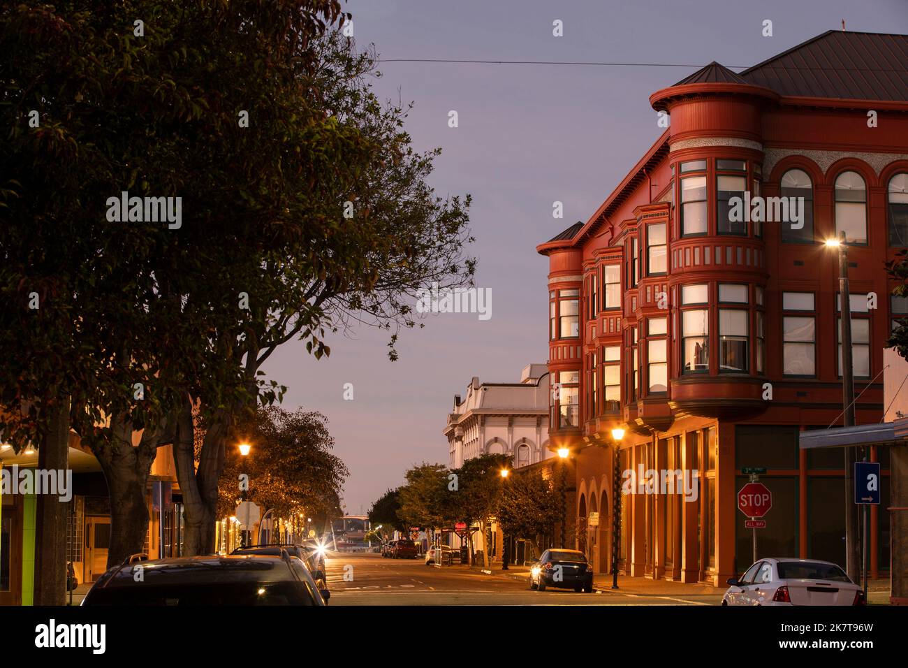 Sunset skyline view of the historic architecture in the downtown core ...
