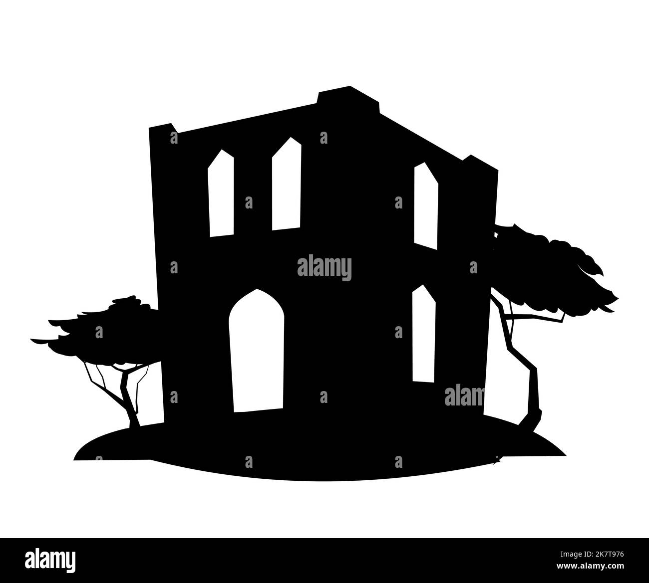 Arab clay double decker hut. Middle Eastern adobe dwelling. Silhouette ...