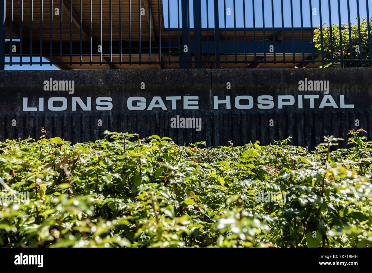 Vancouver, Canada - July 12,2022: View of sign "Lions Gate Hospital" in ...