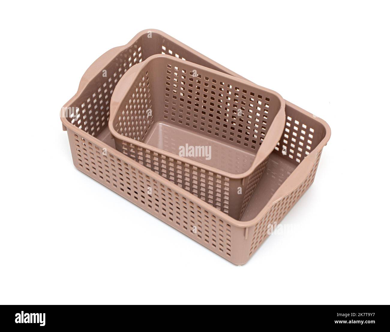 plastic baskets isolated on white background Stock Photo - Alamy