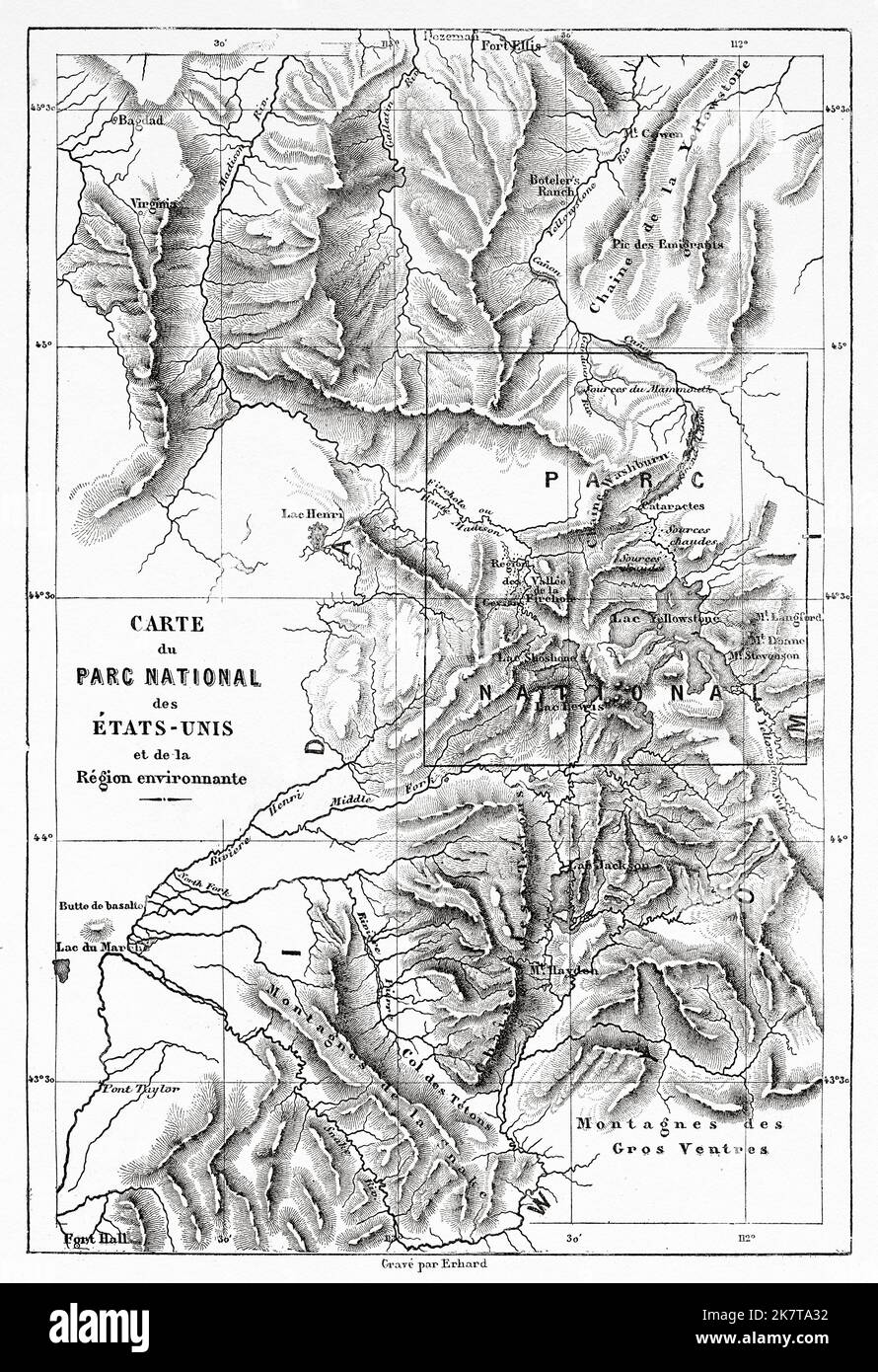 Greater Yellowstone Ecosystem map. Yellowstone National Park, Wyoming ...