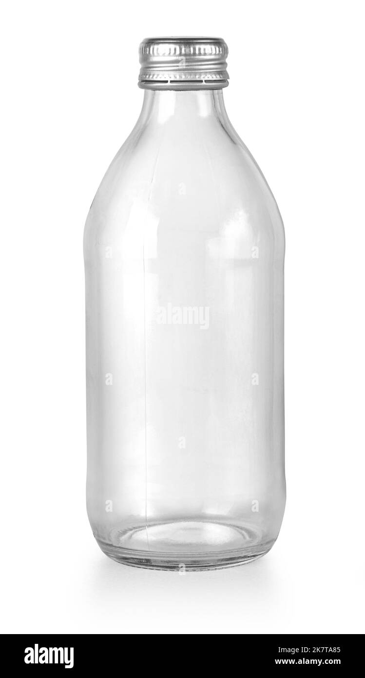 glass empty juice bottle isolated on white background with clipping ...