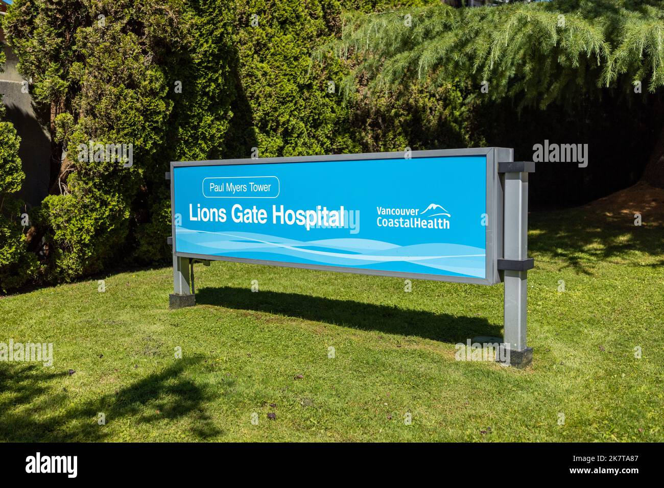 Vancouver, Canada - July 12,2022: View of sign "Lions Gate Hospital" in ...