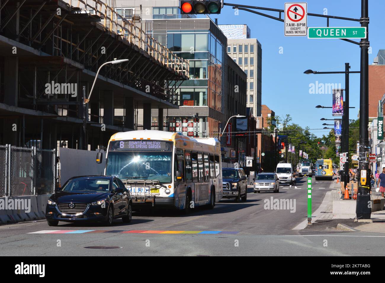 Traffic on Spring Garden Road in Halifax on the first day of a transit ...