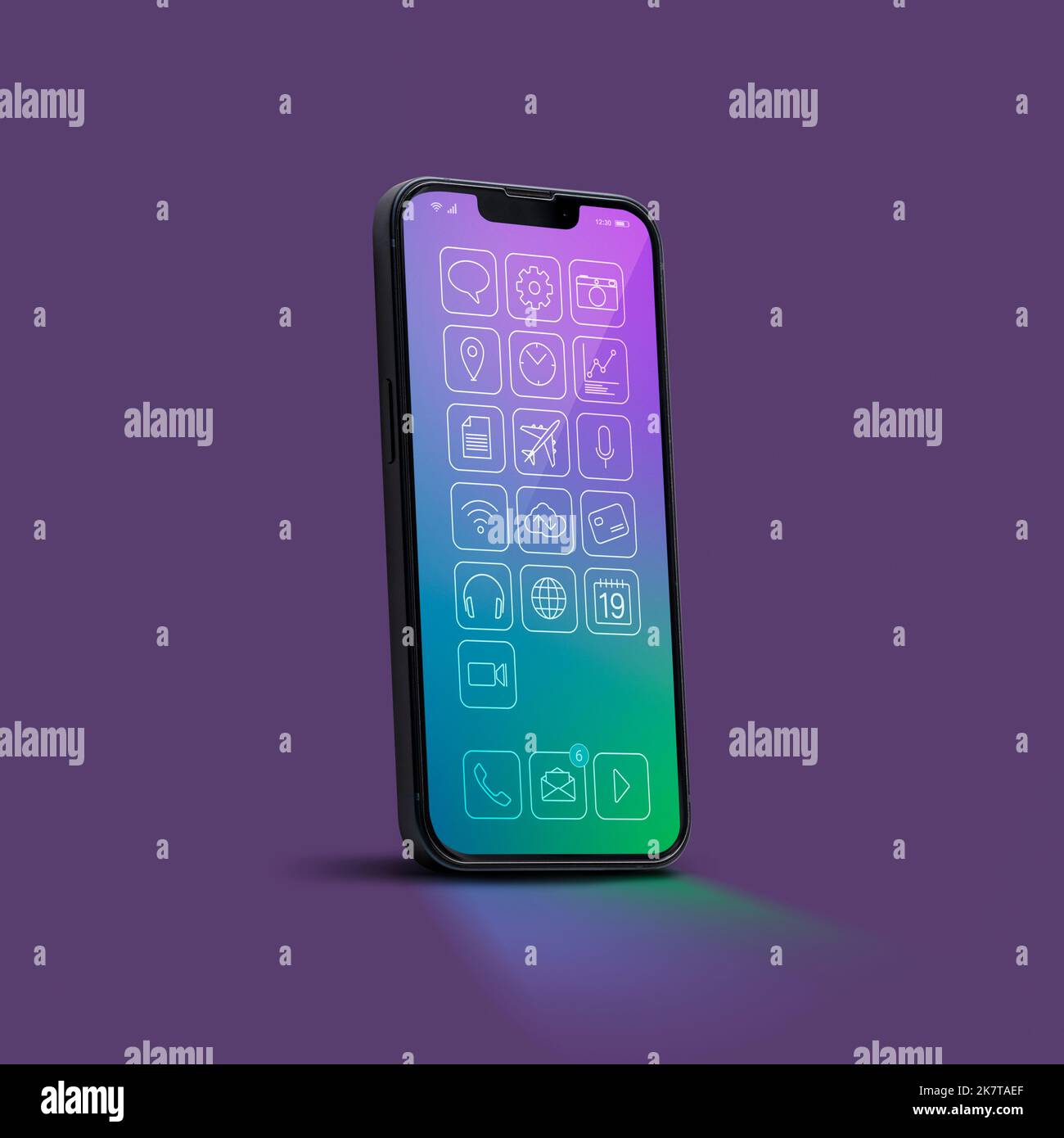Smartphone with minimalist homescreen and mobile apps, user interface ...
