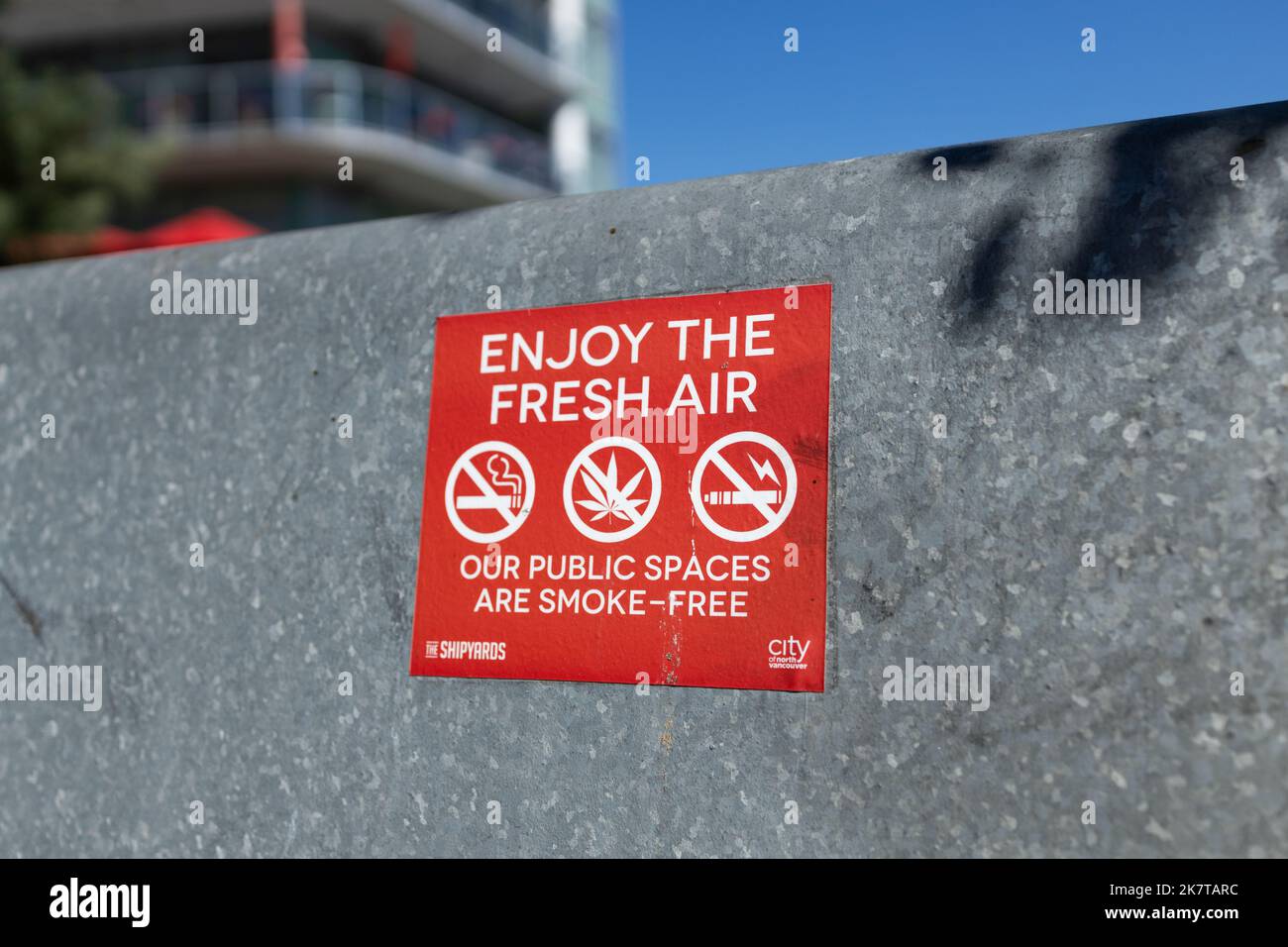 Vancouver,Canada - July 12,2022: View of sign No Smoking with text ...