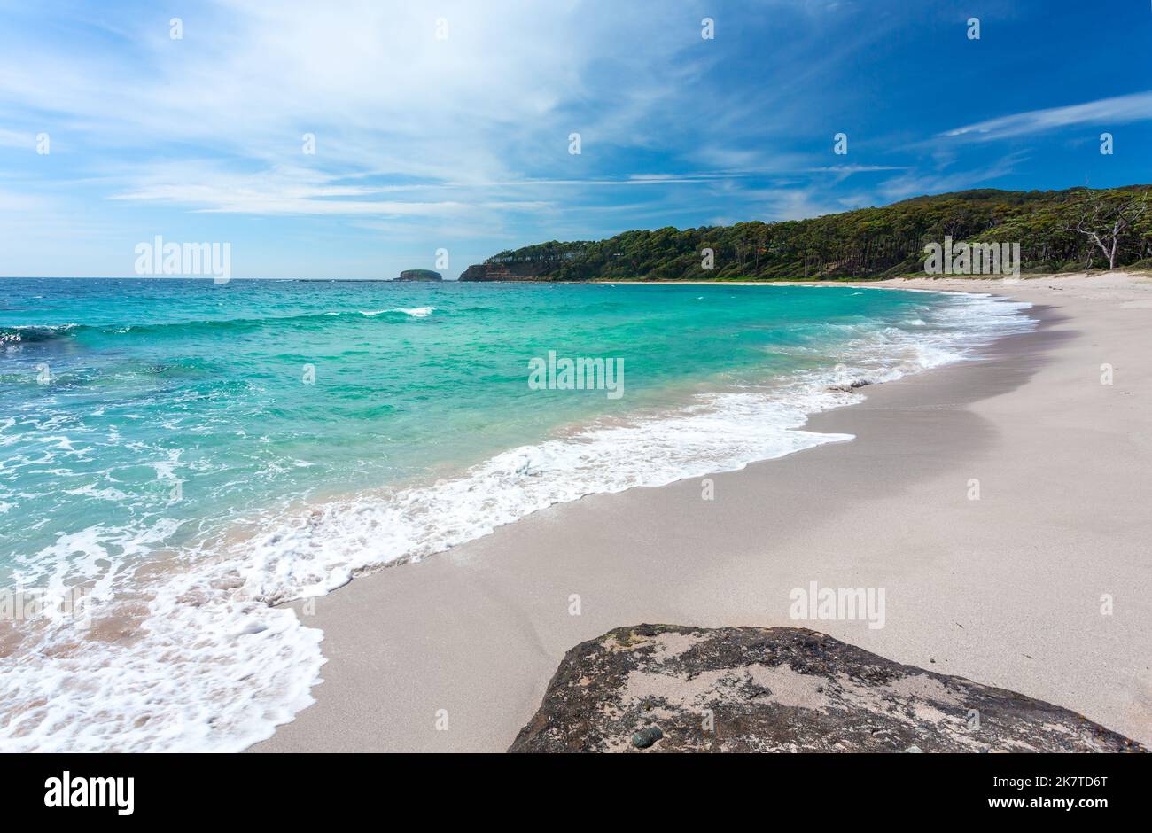 Idyllic remote beach in the bush land of Eden NSW Australia Stock Photo ...