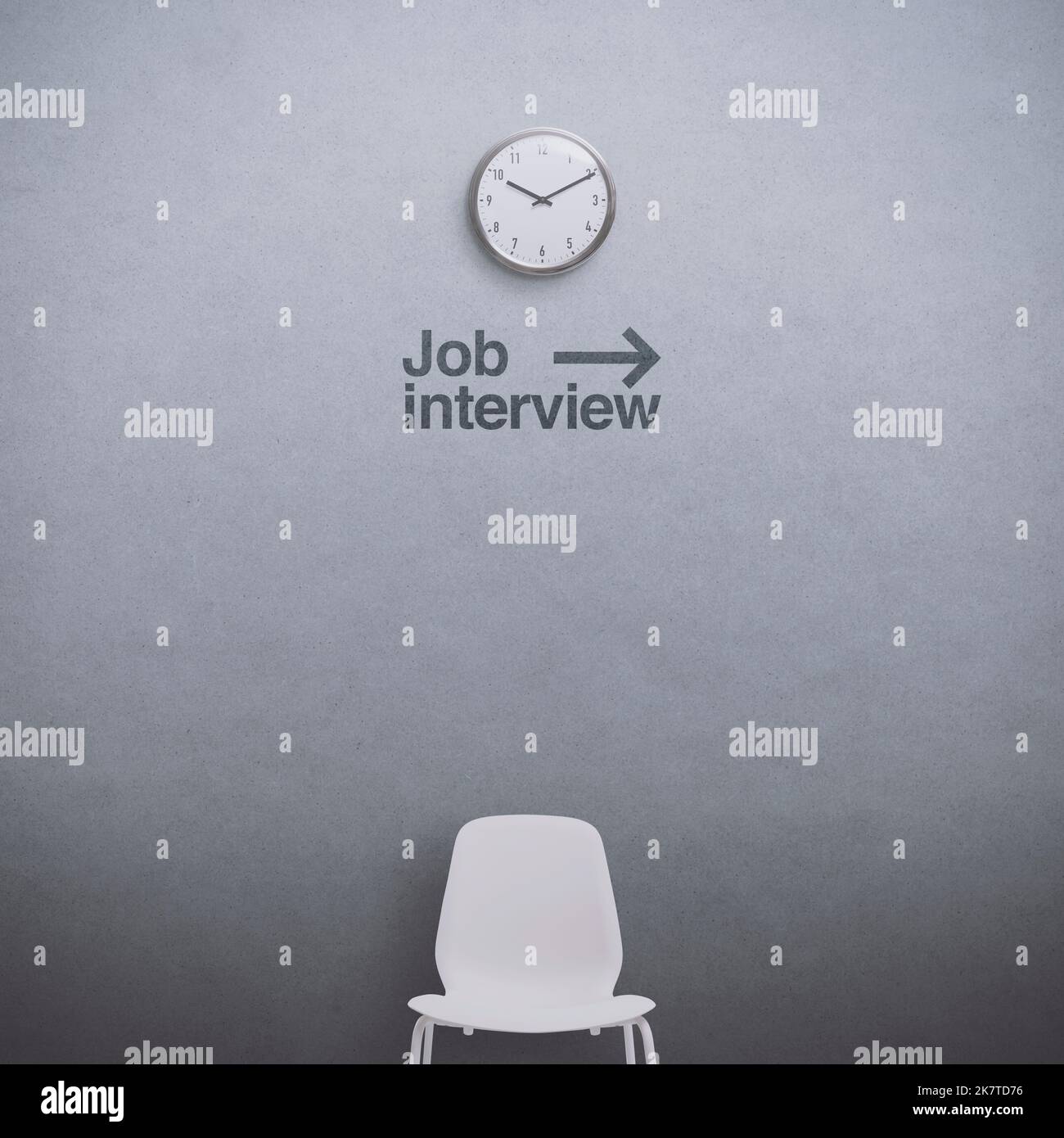 Job interview waiting room with directory sign and empty chair Stock ...