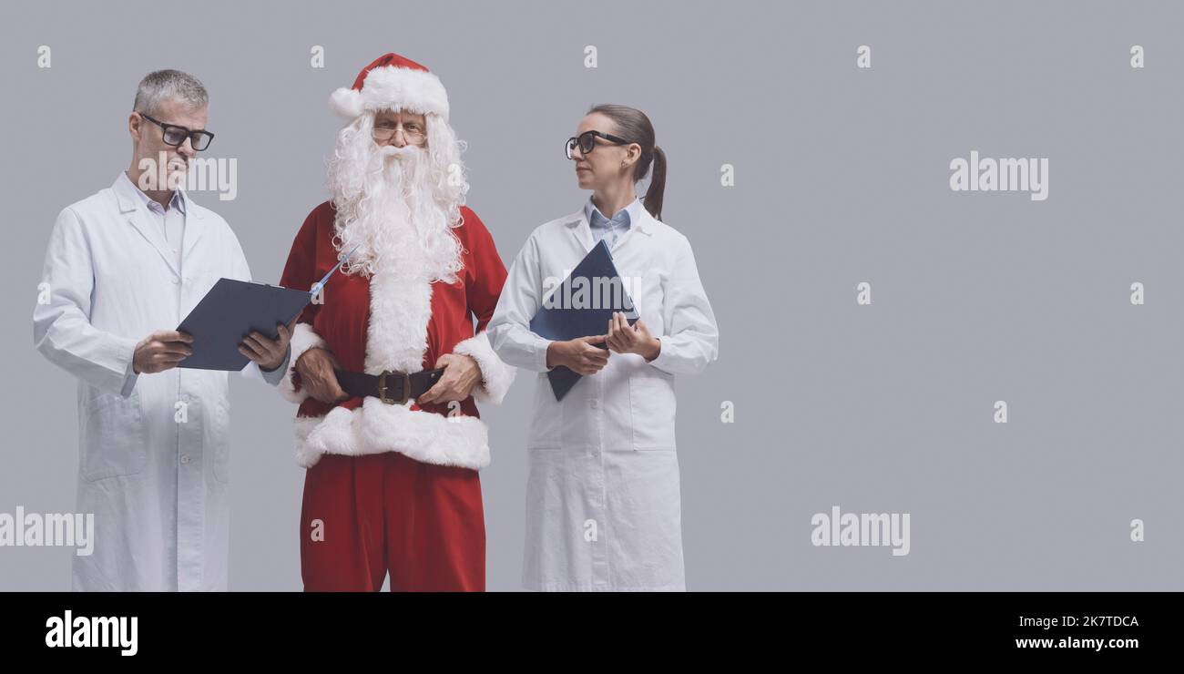Santa Claus meeting doctors at the hospital for a consultation ...