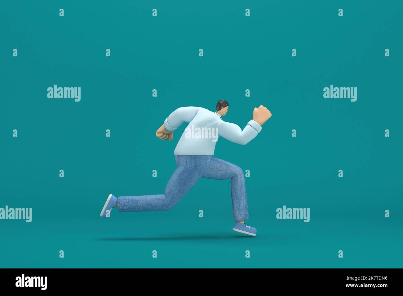 cartoon character wearing jeans white long sleeve shirt. 3d illustrator ...