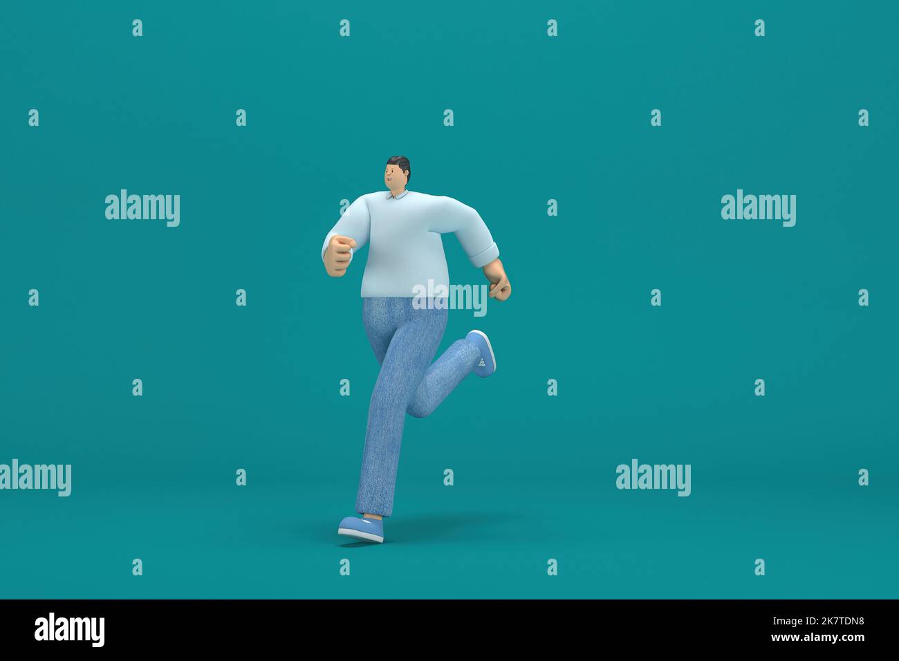 cartoon character wearing jeans white long sleeve shirt. 3d illustrator ...