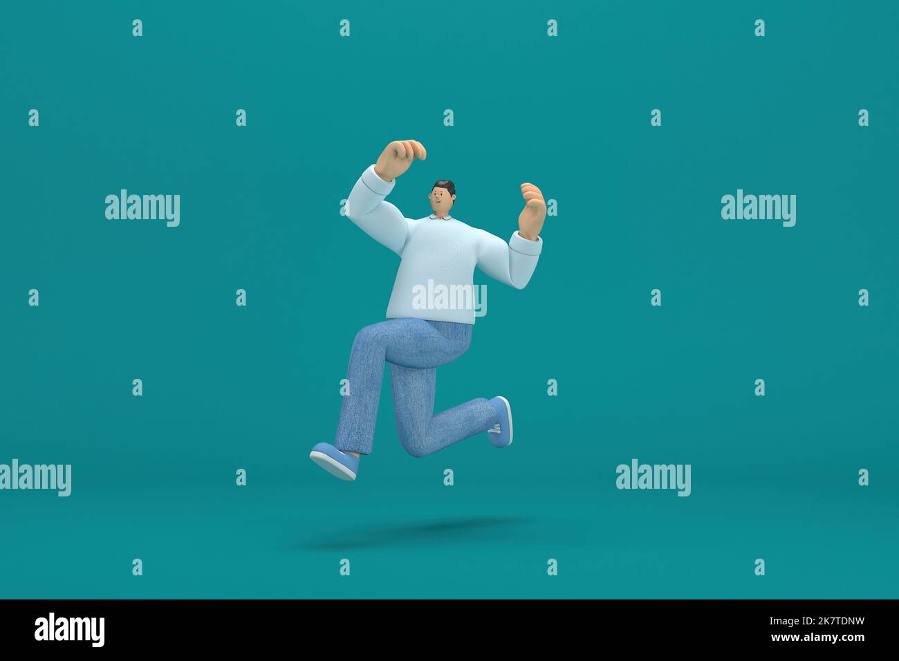 cartoon character wearing jeans white long sleeve shirt. 3d illustrator ...