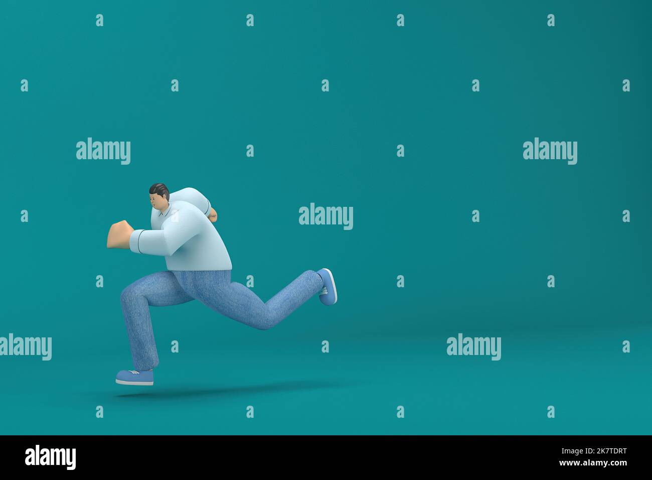 cartoon character wearing jeans white long sleeve shirt. 3d illustrator ...