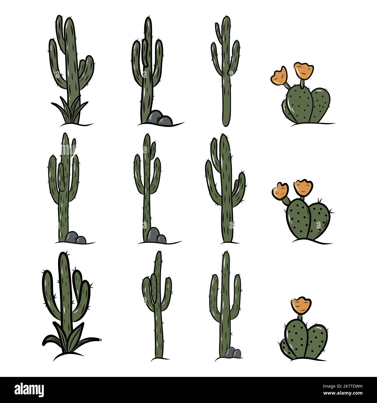 Set of mexican cactus and aloe. Collection of exotic plants. Cactus ...