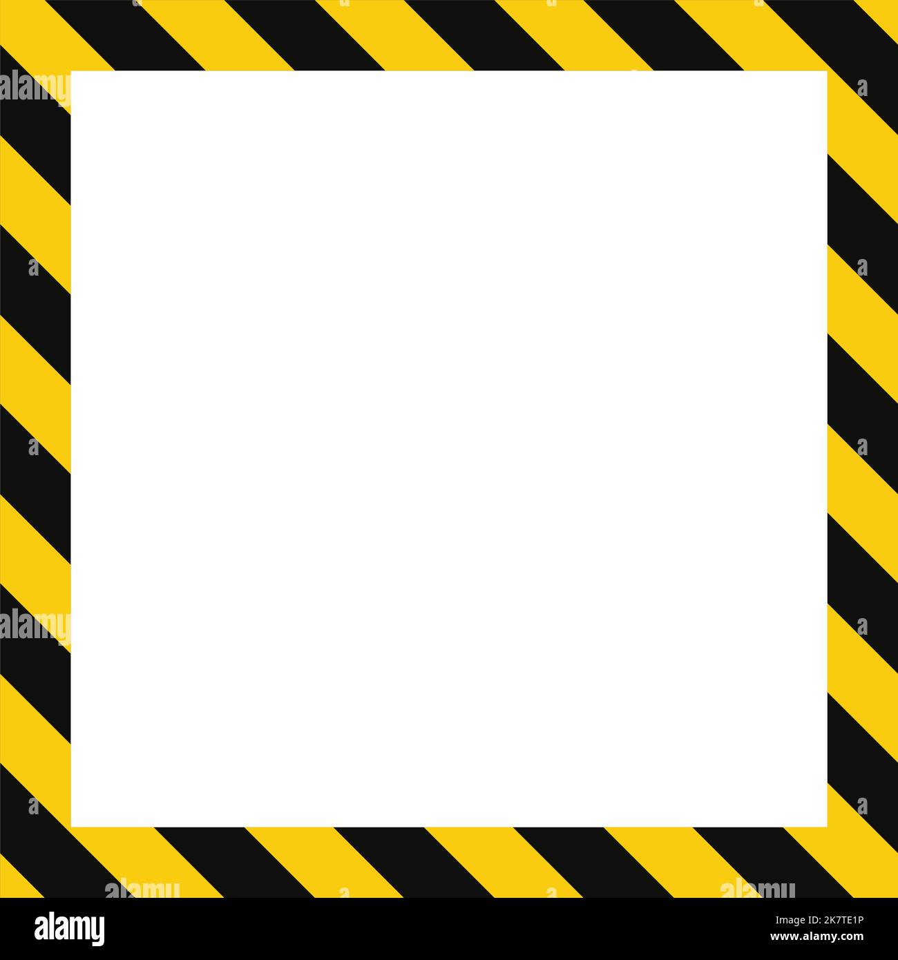 Warning square frame with yellow and black diagonal stripes. Rectangle ...