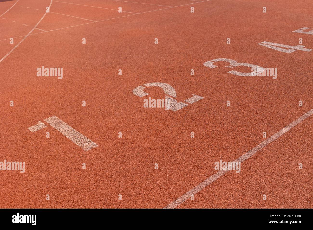 position runner athlete start point row of number in running track ...