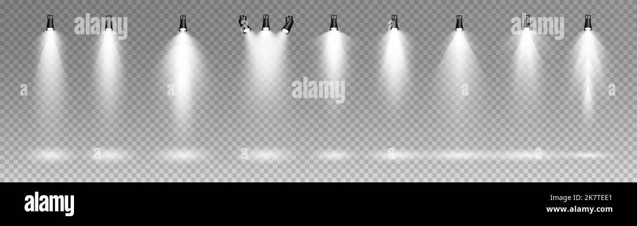 Set of vector spotlights. various forms of light. Stage spotlights ...