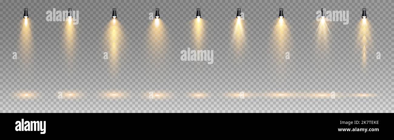 Set of vector spotlights. various forms of light. Stage spotlights ...