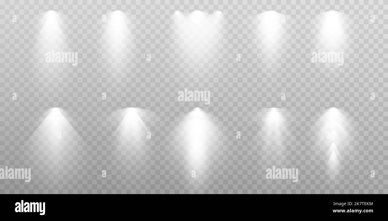 Set of vector spotlights. various forms of light. Stage spotlights ...