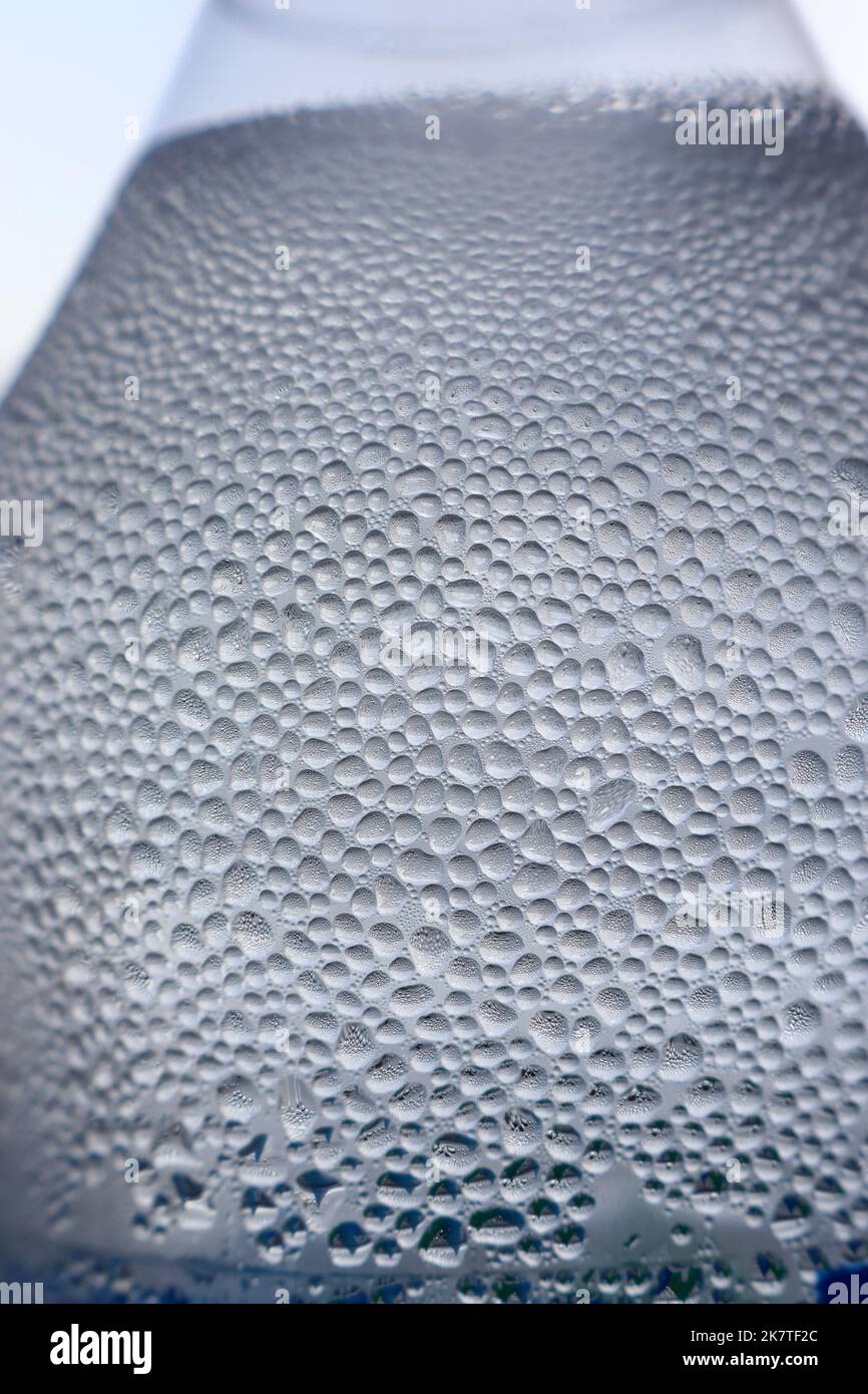 Cold surface of water bottle with sparkling bubbles macro shot Stock ...
