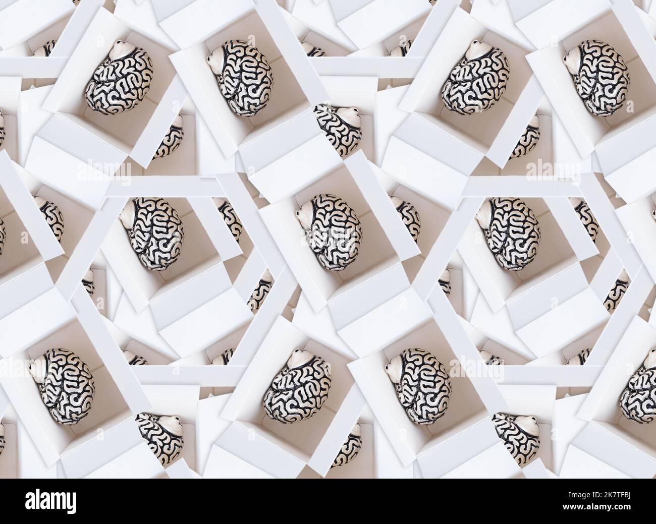 Abstract background made from the human brain in a box repetitions ...