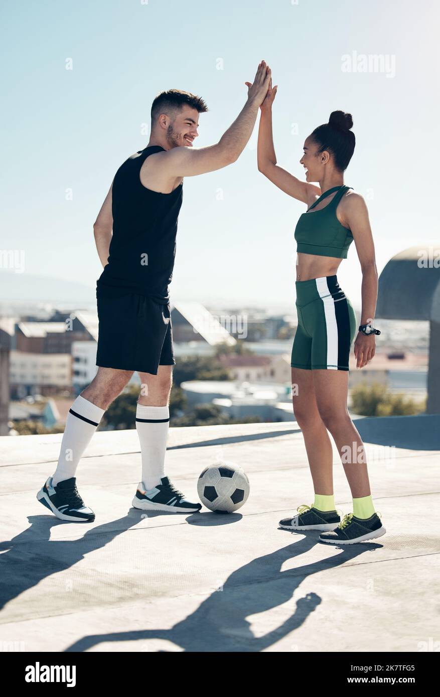 Sport football high five celebrating hi-res stock photography and ...