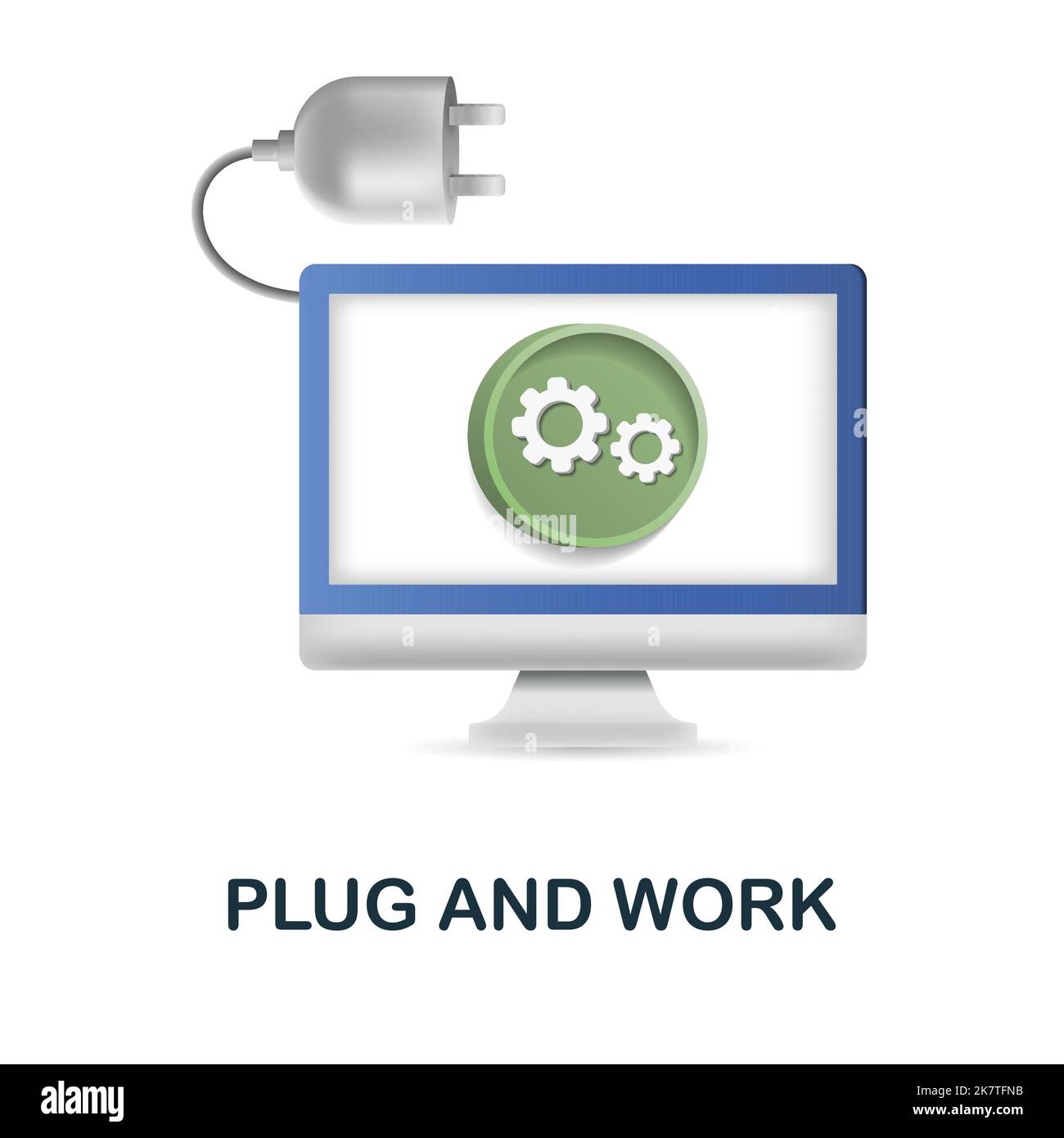 Plug And Work icon. 3d illustration from digitalization collection ...