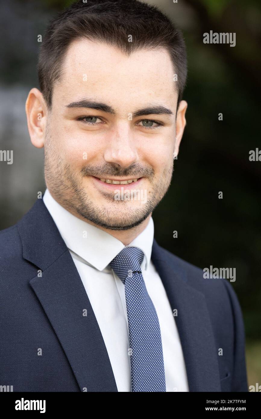 Deputy of the group Rassemblement national, Julien Rancoule poses in ...
