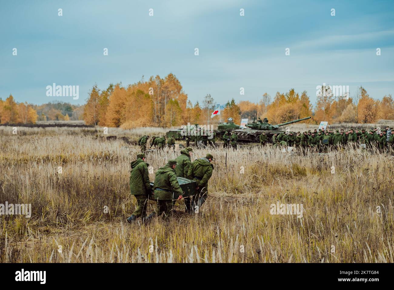 Tatarstan, Russia. October 10, 2022. Mobilized Russian soldiers undergo ...