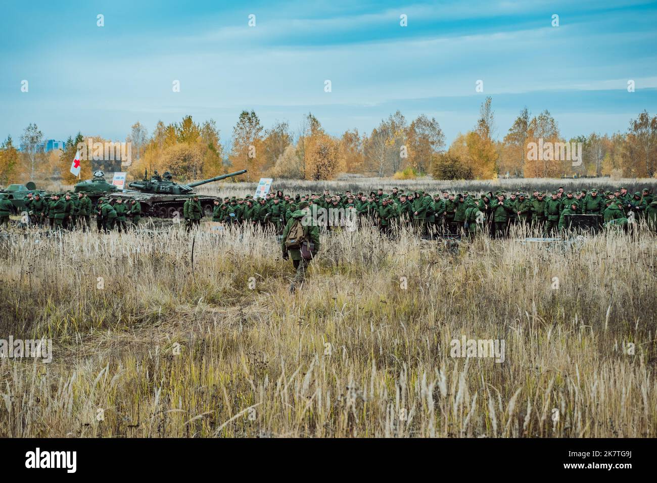 Tatarstan, Russia. October 10, 2022. Mobilized Russian soldiers undergo ...
