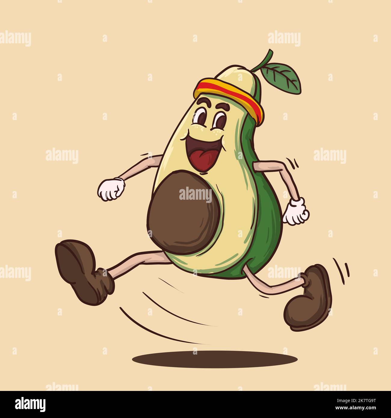 running avocado funky mascot cartoon character. isolated avocado icon ...
