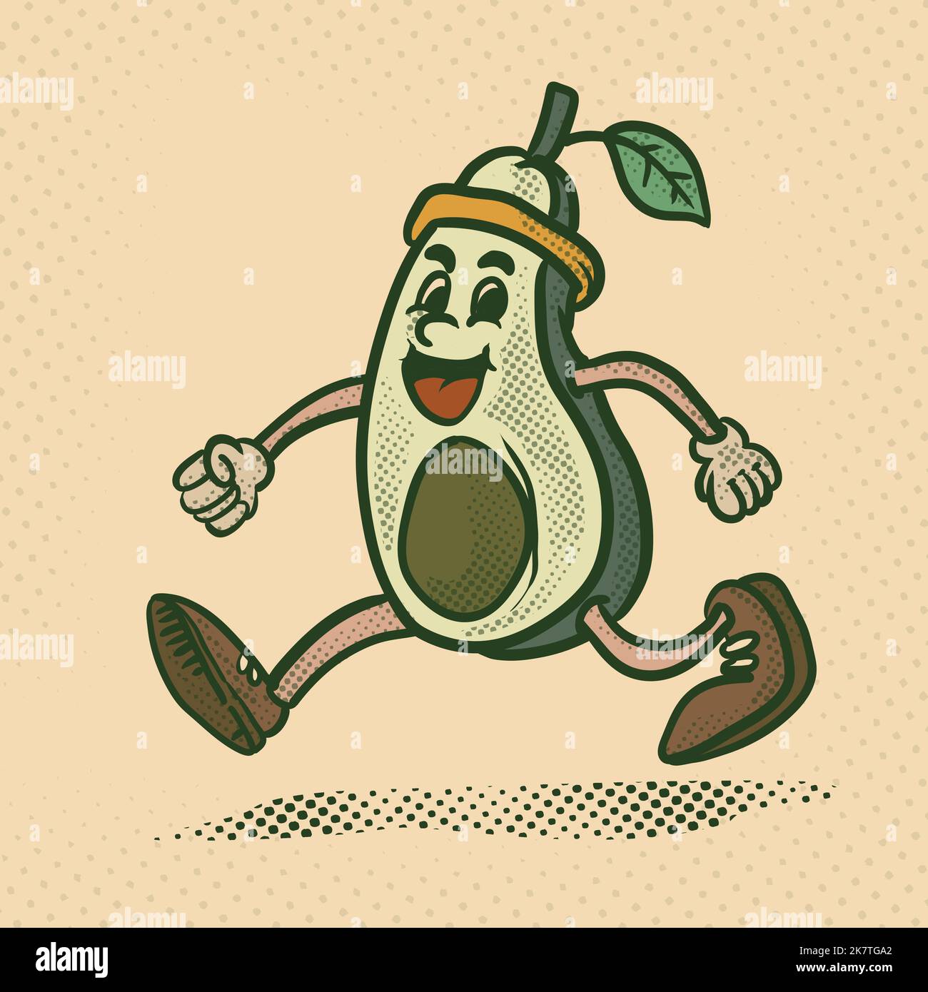 kawaii running avocado funky mascot cartoon character. isolated avocado ...