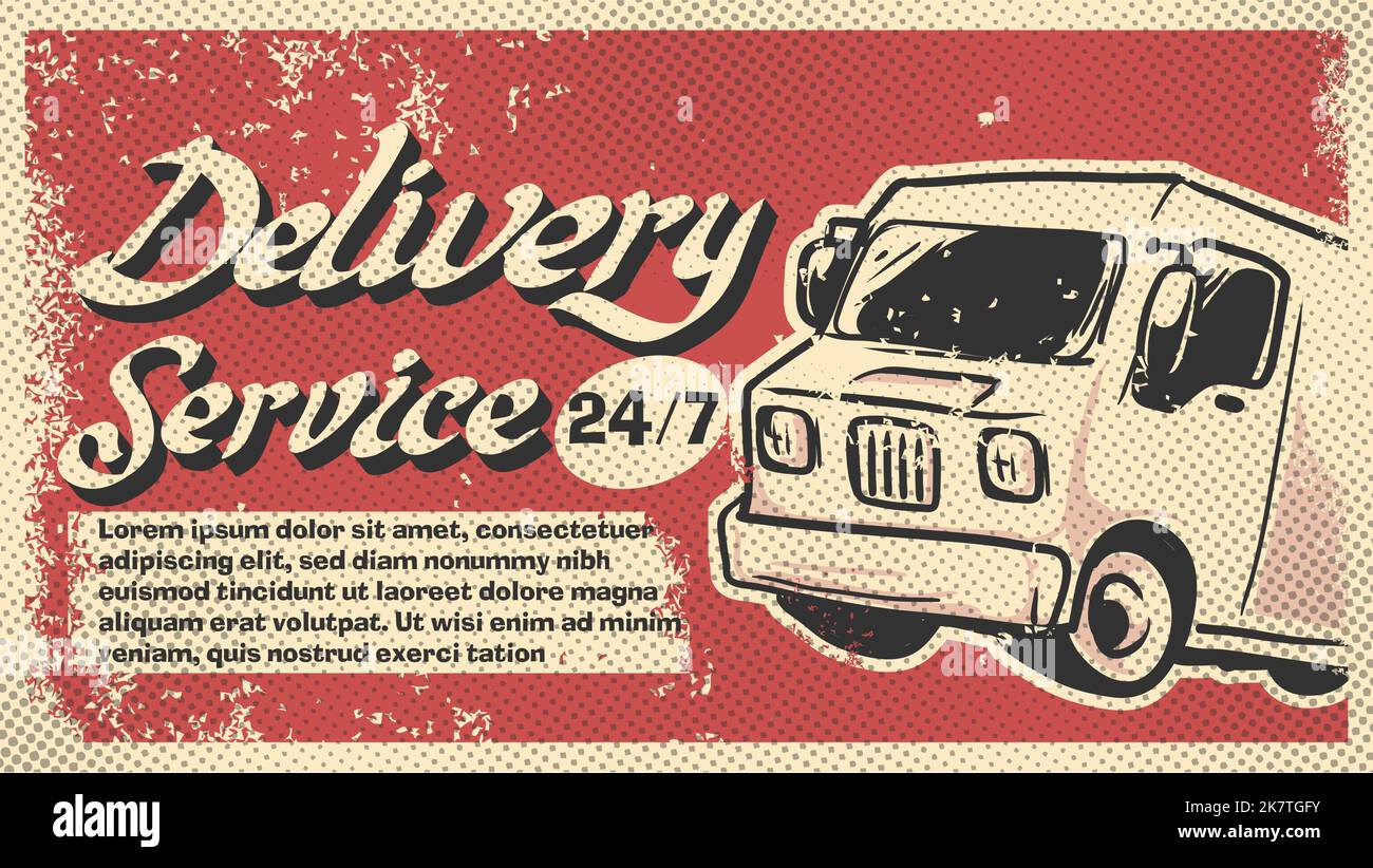 delivery service big sign banner vintage style vector illustration ...