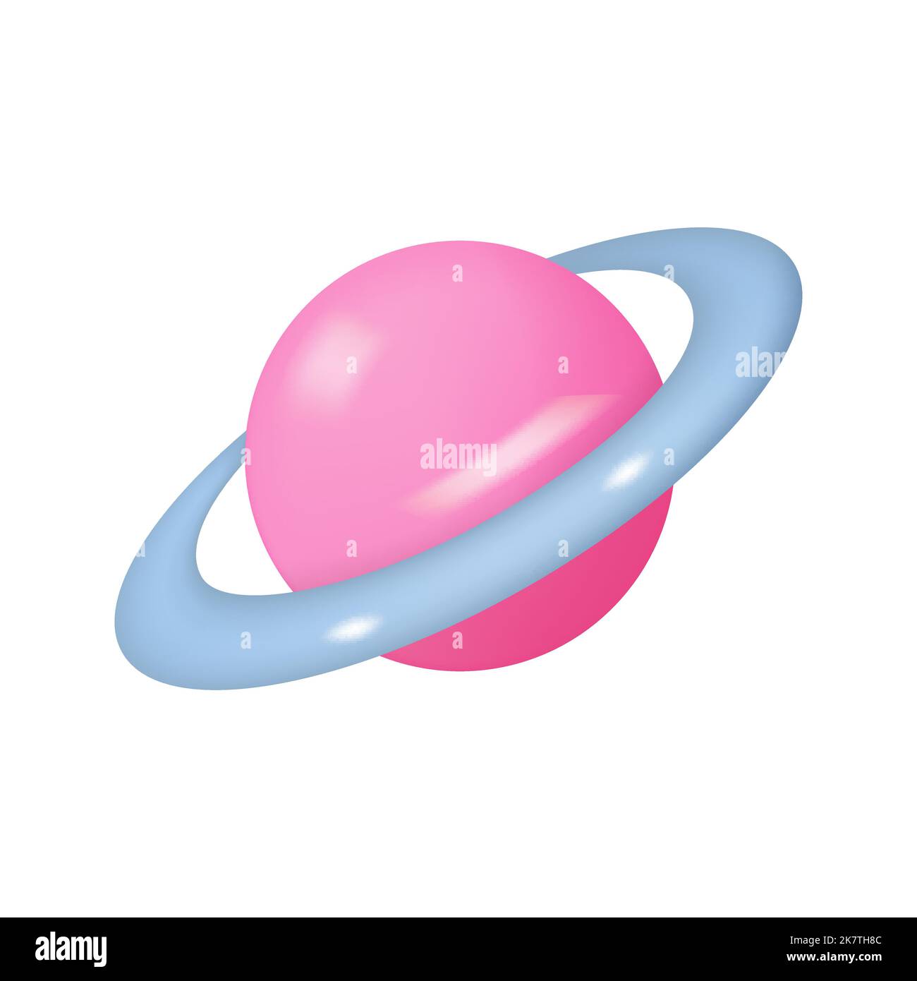 3D Saturn Icon Pink Planet with Ring Around. Glossy Planet Space Vector ...