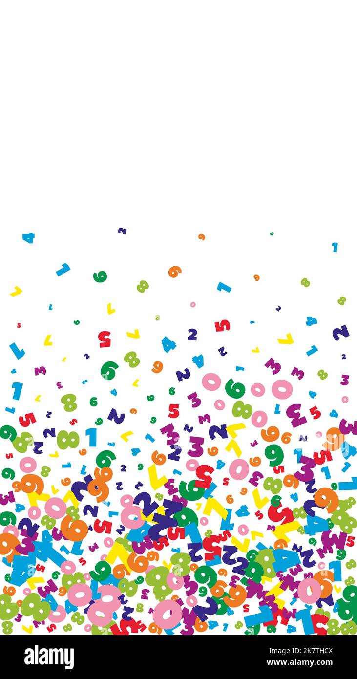 Falling bright numbers. Math study concept with flying digits. Cute ...