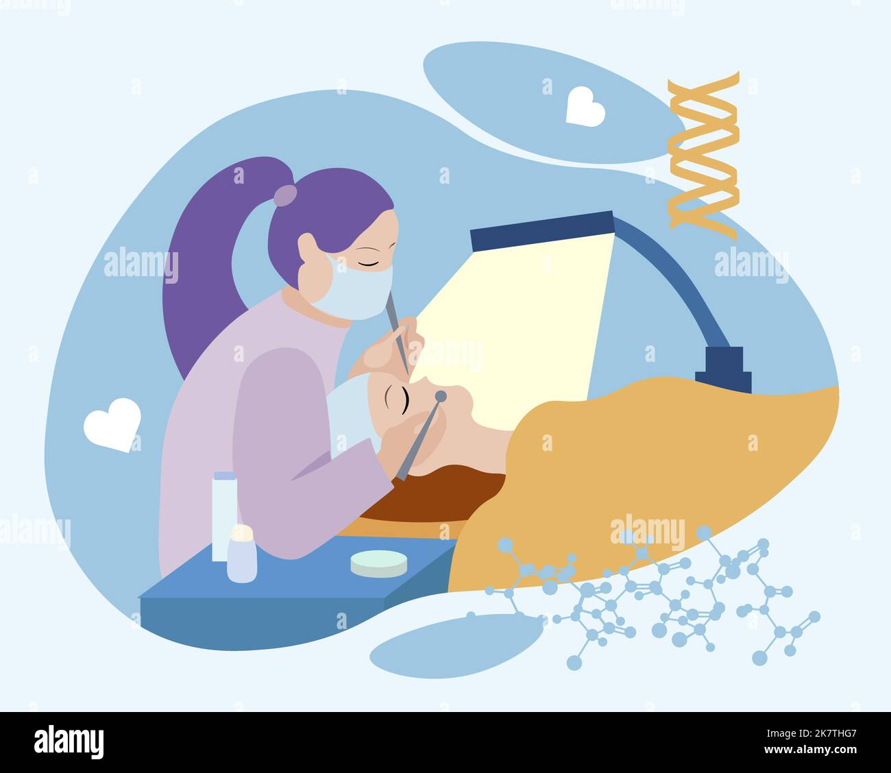 vector isolated illustration. Beauty salon procedure flat characters on ...