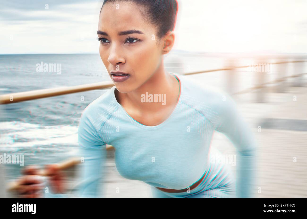 Fast, fitness and woman running in nature for cardio health, wellness ...