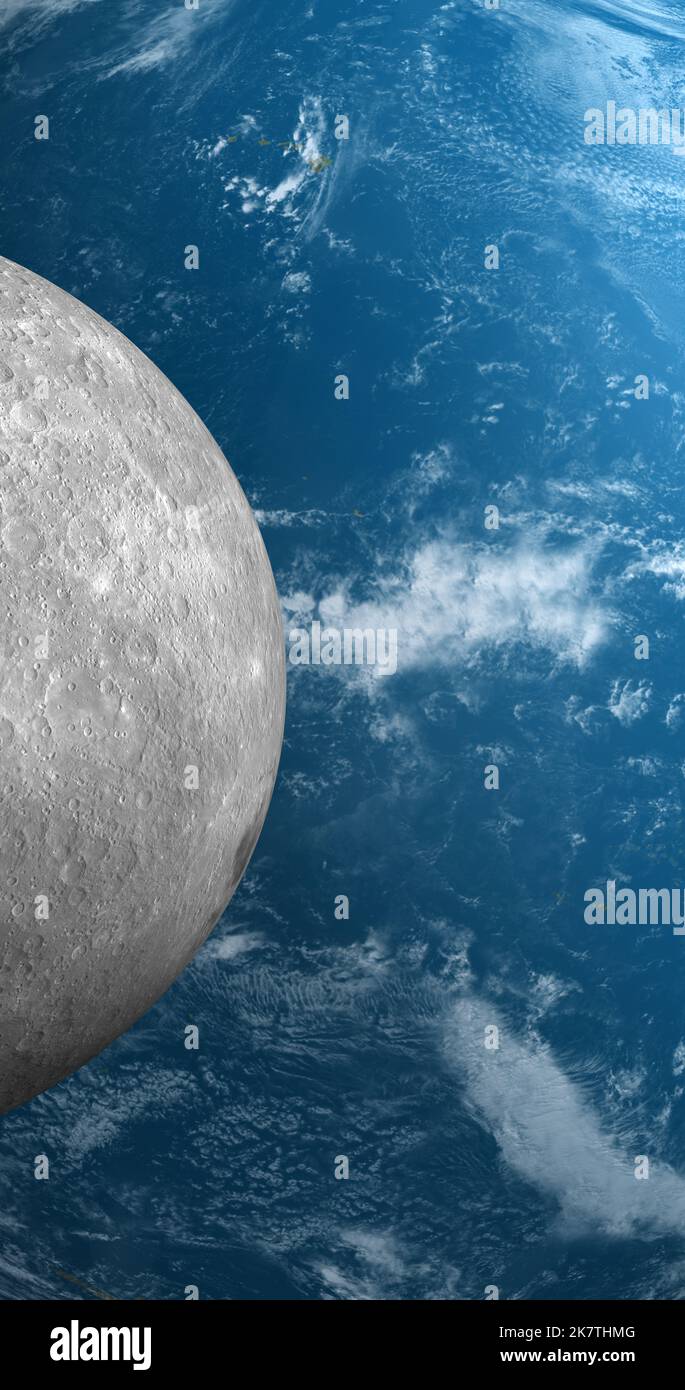 Moon satellite around the planet earth in the outer space Stock Photo ...