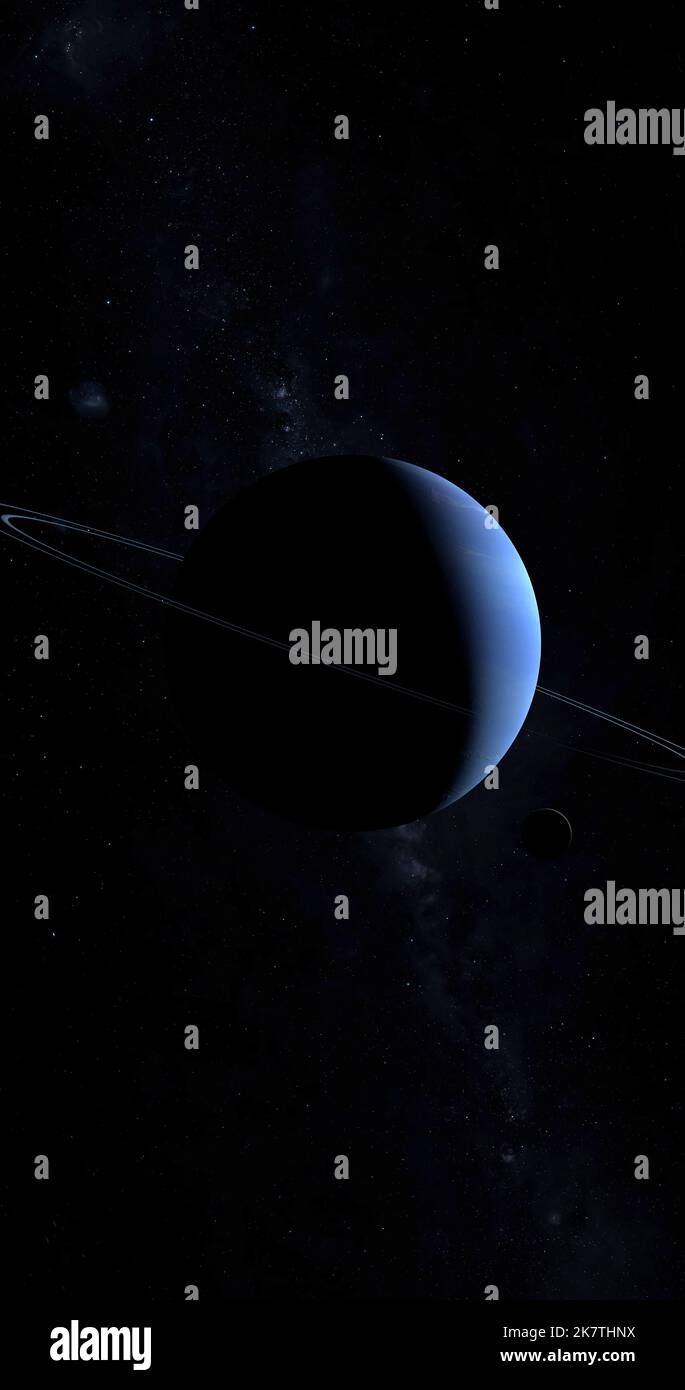 Neptune planet and her rings rotating in the outer space Stock Photo ...