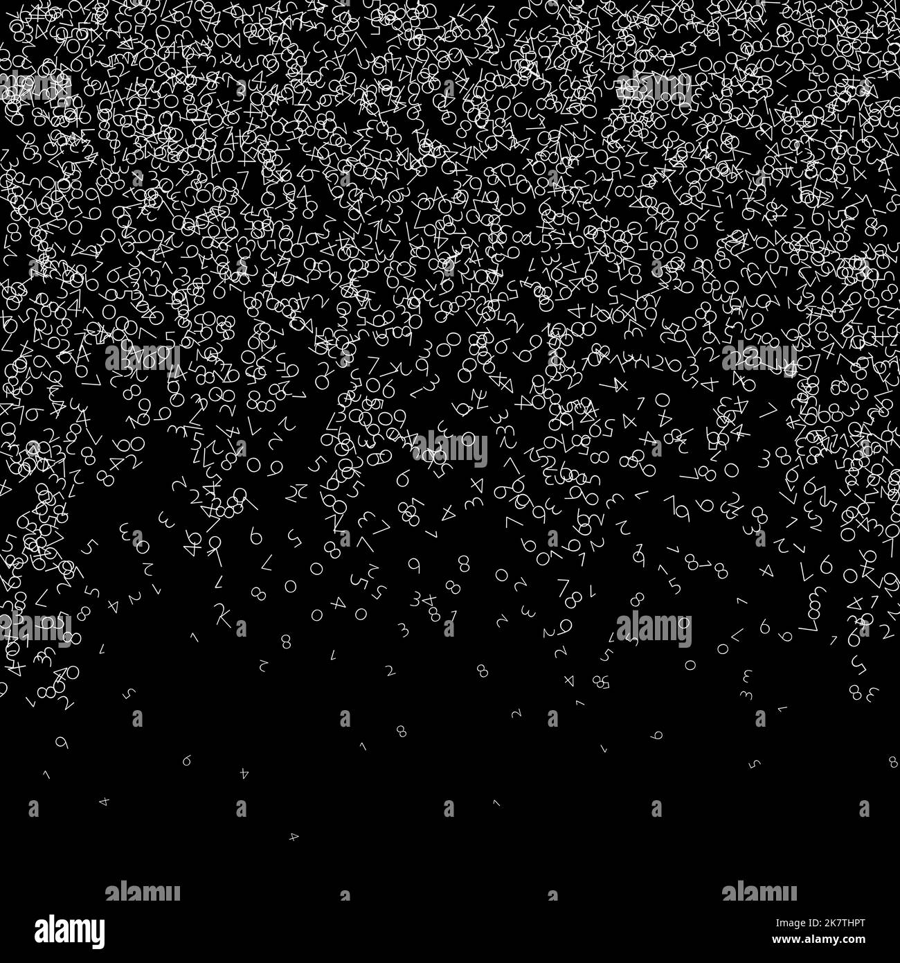 Falling numbers, big data concept. Binary white chaotic flying digits. Elegant futuristic banner ...