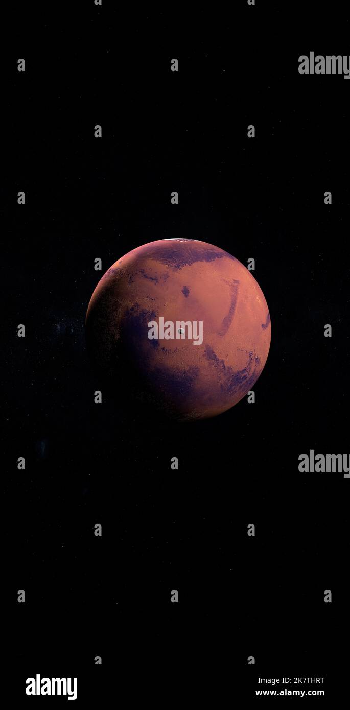 Satellite Phobos orbiting around Mars planet in the outer space. 4K ...